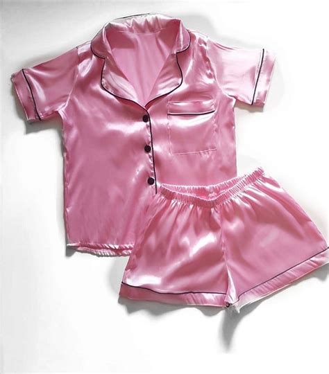 Pijama Americano Cetim Rosa Myntimates Lingeries Pijamas Biqu Nis E Sex Shop