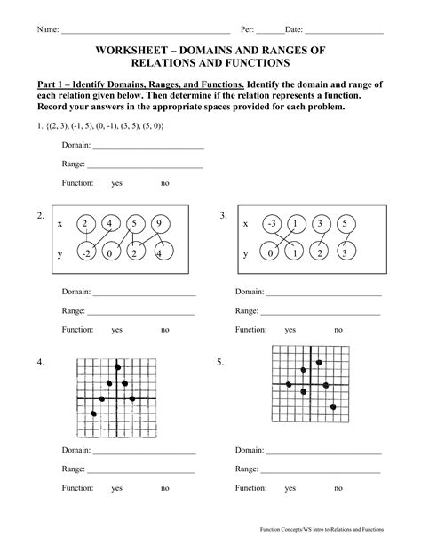 Worksheet Domains And Ranges Of Relations And — Db