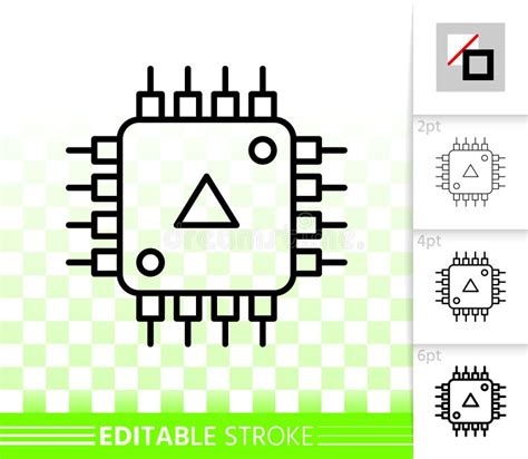 Microchip Circuit Simple Black Line Vector Icon Stock Vector