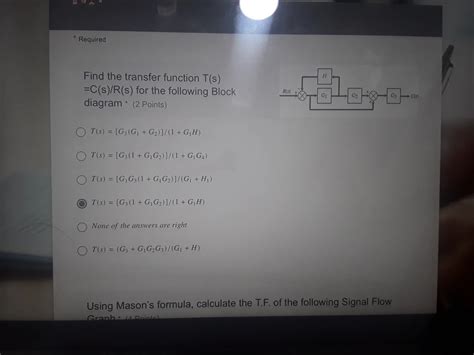 find the transfer function t s c s r s for the following block