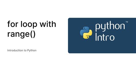For Loop With Range Introduction To Python