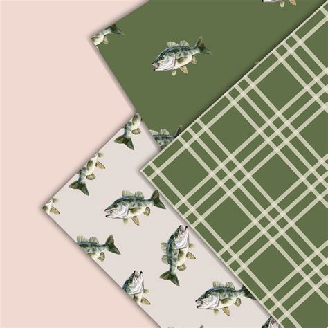 Largemouth Bass Fisherman Aesthetic Digital Paper 12 Seamless