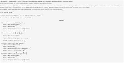 solved the closed form of a sequence a refers to a