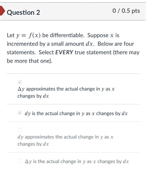 Solved Question 2 0 0 5 Pts Let Y F X Be Chegg Com
