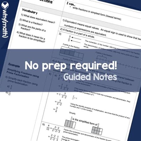 Simplifying Fractions Guided Notes By Why Math Tpt