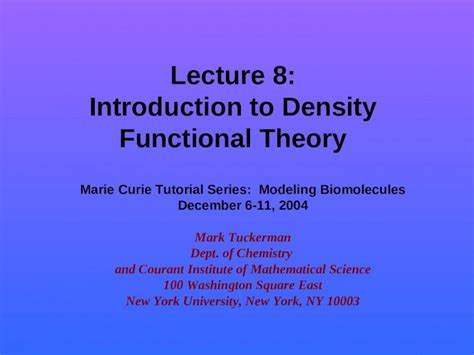 ppt lecture 8 introduction to density functional theory marie curie