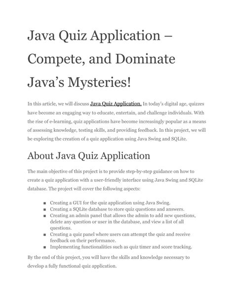 Ppt Java Quiz Application Powerpoint Presentation Free Download Id