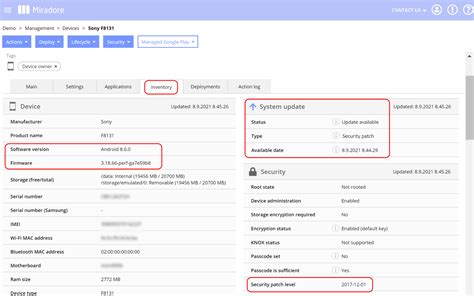 how to check android version and the system update status miradore