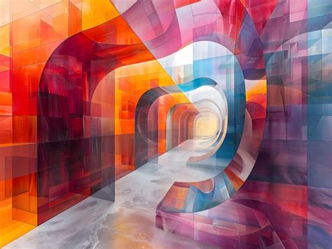Premium Photo Abstract Colorful Geometric Spiral Corridor