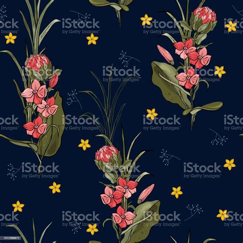 빈티지 배경입니다 배경 화면입니다 현실적인 피 꽃 고립 핸드 그린입니다 벡터 일러스트입니다 꽃 꽃 패턴 완벽 한 집입니다 0명에 대한 스톡 벡터 아트 및 기타 이미지