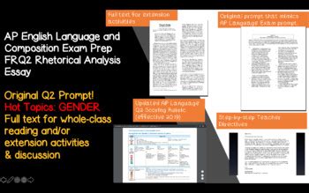 DIGITAL ORIGINAL AP Language Rhetorical Analysis Q2 Gender Science NEW RUBRIC