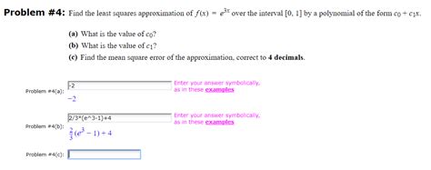 Solved Problem 4 Find The Least Squares Approximation Of