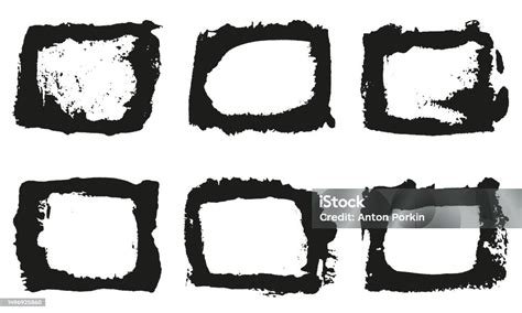 사각형 모양의 추상적인 테두리가 있는 그런지 프레임 검정 잉크 브러시 스트로크 거친 질감의 더러운 브러시 스트로크 직사각형 사진 프레임 추상 그래픽 요소입니다 격리된 벡터