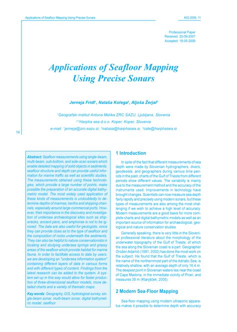 Pdf Applications Of Seafloor Mapping Using Precise Sonars