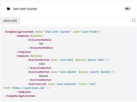 `appnavigationitem` actions should be visible on active · issue 3094
