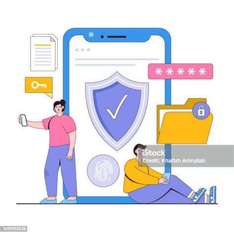 문자가 있는 모바일 앱 보안 벡터 그림 개념입니다 앱 권한 보안 앱 액세스 모바일 장치 안전 랜딩 페이지 웹 배너 인포그래픽