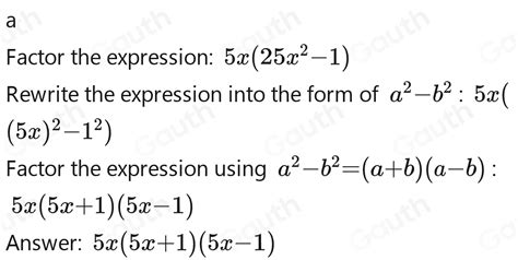 Solved Factorise Completely A 125x 3 5x 2 [math]