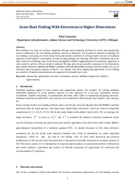 Pdf Some Root Finding With Extensions To Higher Dimensions