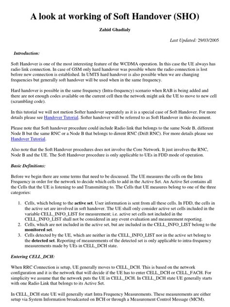 A Look At Working Of Soft Handover Pdf