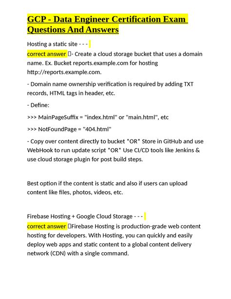 Gcp Data Engineer Certification Exam Questions And Answers Exams