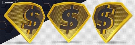 Premium Psd 3d Cipher Shield For Sales Money Dollar Yellow Black