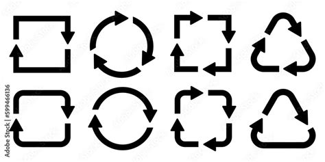 Set Of Circle Arrows Isolated On White Background Rotate Arrow And