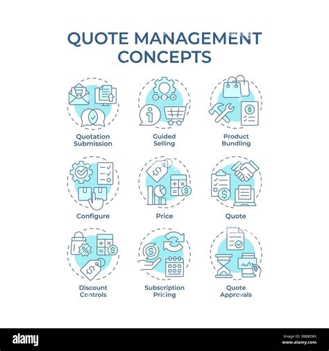 Quote Management Soft Blue Concept Icons Stock Vector Image And Art Alamy