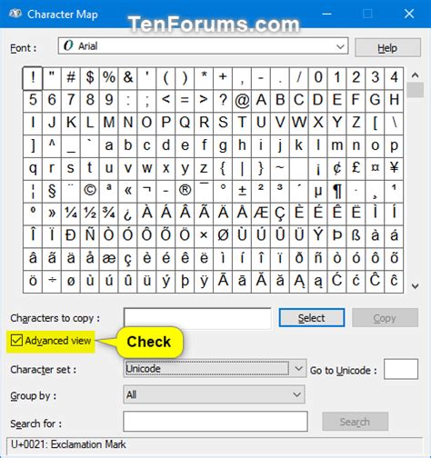 Open And Use Character Map In Windows Tutorials