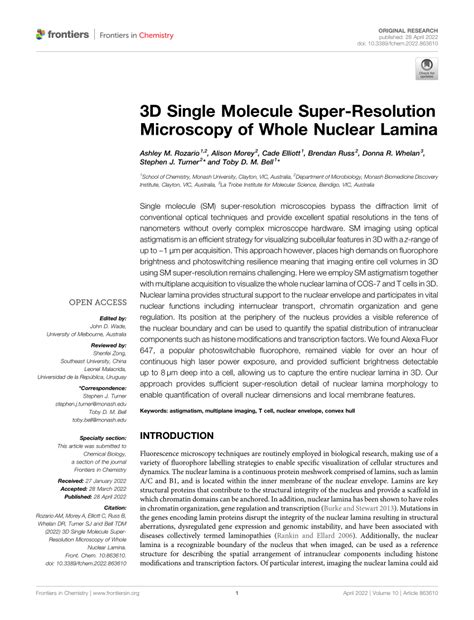 [pdf] 3d Single Molecule Super Resolution Microscopy Of Whole Nuclear Lamina