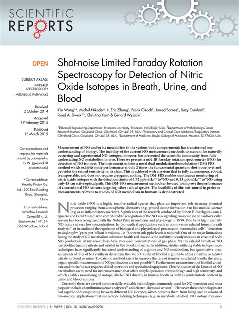 Pdf Shot Noise Limited Faraday Rotation Spectroscopy For Detection Of Nitric Oxide Isotopes In
