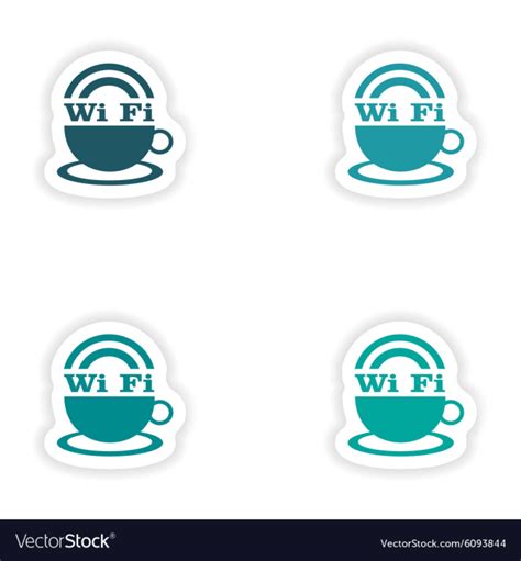 Free Assembly Realistic Sticker Design On Paper Wi Fi Vector Image