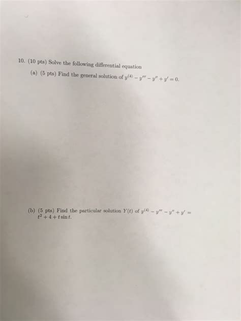 solved 10 10 pts solve the following differential