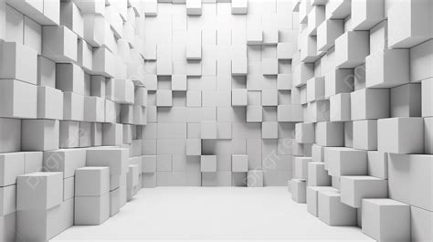 White Space Background Complementing Grey Cube Brick Stack Wall In 3d Rendering 3d Line 3d