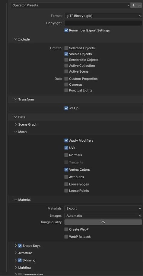 Blender Best Options To Export As Gltfglb Format Web Creative