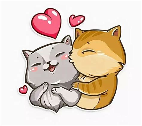 Влюбленные котики картинки и рисунки для срисовки