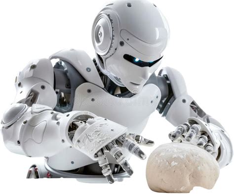 Futuristic Robot Chef Kneading Dough In Modern Kitchen Scene Stock Image Image Of Kneading