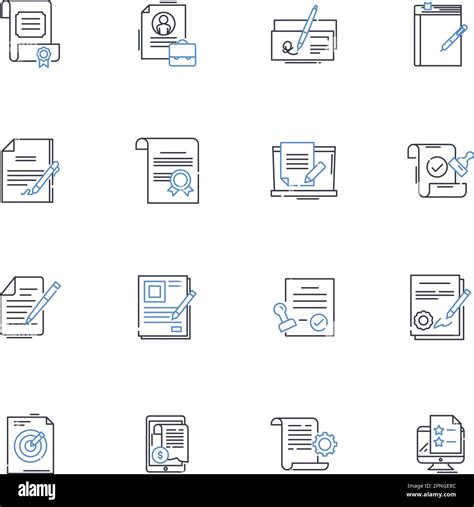 Verification Line Icons Collection Authentication Certification Confirmation Validation