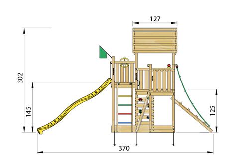 Jungle Cubby Wooden Climbing Frame With Slide And Clatter Bridge