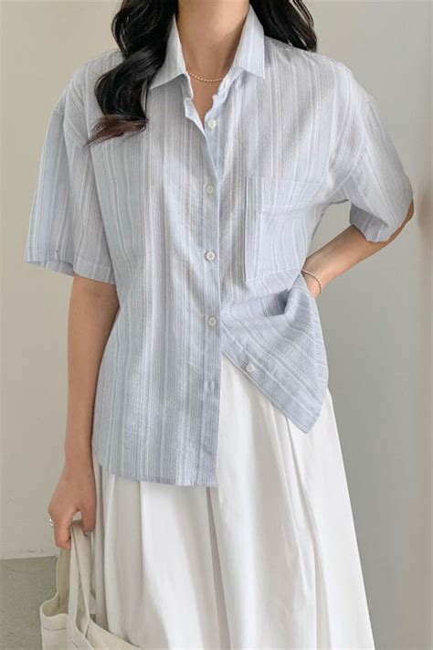 데런 스트라이프 코튼 반팔 셔츠4colors바캉스룩 데일리룩 통기성굿 퀄리티굿