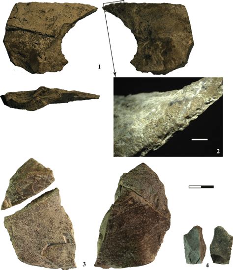 Limestone Artefacts 1 Large Initial Flake With Rectilinear Edge And