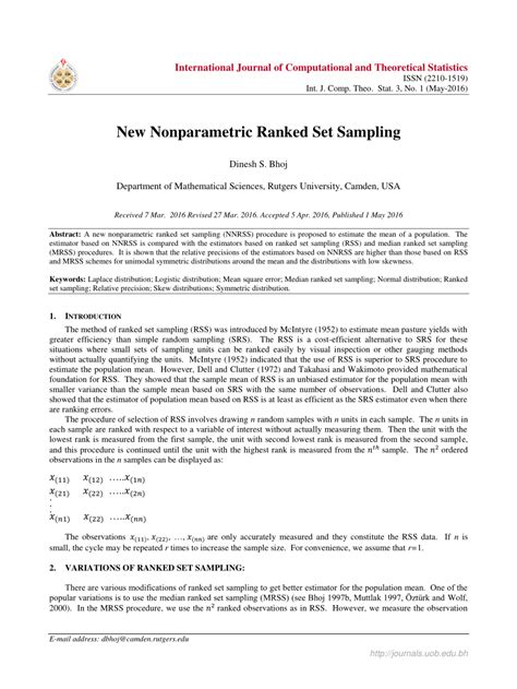 Pdf New Nonparametric Ranked Set Sampling