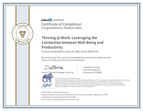 zeeshan sabir on linkedin certificate of completion