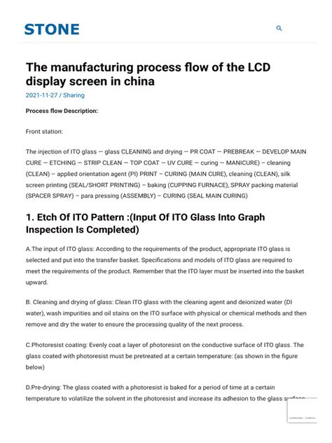 The Manufacturing Process Flow Of The Lcd Display Screen In China Stone Tft Lcd Module Touch