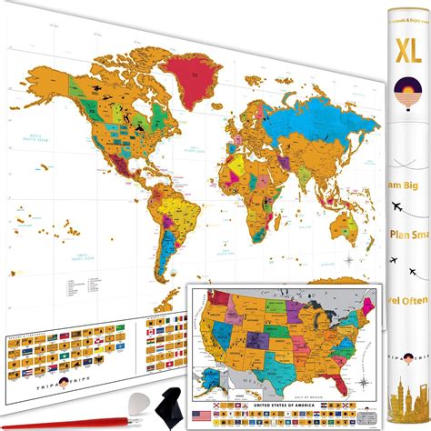Scratch The World ® Travel Map Scratch Off World Map Poster X Large 23 X 33