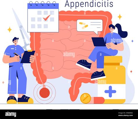 Appendicitis Vector Illustration Featuring Inflammation Of The Appendix