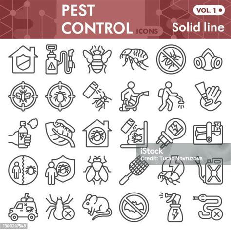해충 방제 라인 아이콘 세트 항 해충 기호 컬렉션 또는 스케치 웹 및 앱용 곤충 제어 선형 스타일 표지판 흰색 배경에서 격리된 벡터 그래픽입니다 개미에 대한 스톡 벡터 아트