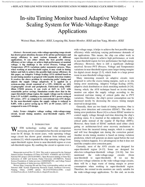 Pdf In Situ Timing Monitor Based Adaptive Voltage Scaling System For Wide Voltage Range