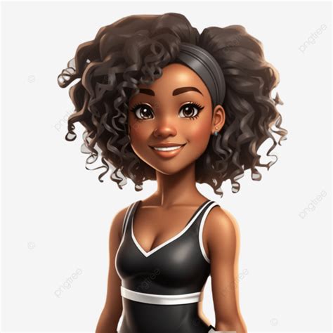 흰 배경에 고립된 곱슬머리를 가진 아름다운 아프리카계 미국인 소녀 곱슬머리를 가진 아름다운 아프리카계 미국인 소녀 흰색 배경에 고립 검은색 Png 일러스트 및 이미지