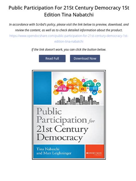 Public Participation For 21st Century Democracy 1st Edition Tina