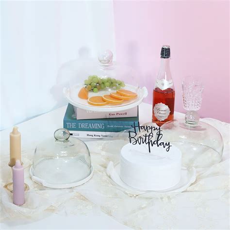 에시카창고 푸드 커버 디저트 과일 유리 고급 레스토랑 케이크 뚜껑 돔 빵 도자기 플레이터